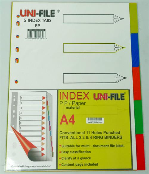 Marlin File Dividers A4 Polyprop 5 Position - Success Projects